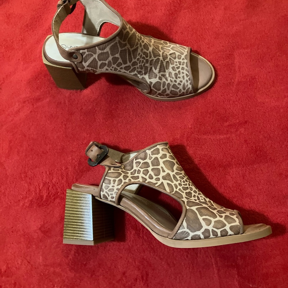 Unity In Diversity Block Heel Giraffe Print Heels - Gem